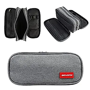 NEWUPZSI Large Pencil Case Grey christmas gifts teen girl teenage boys pouch with 3 compartments Pouch big capacity canvas pencil Bag school supplies for college School Teen Men Women adults
