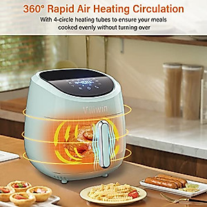 VILIWIN Air Fryer 4.5 QT Digital Air Fryer Cooker 8 Preset Menus AirFryer Hot Air Fryer with Auto Shut Off 30 Minute Timer Adjustable Temperature Control Nonstick Tray 1400W Air Fryer Blue