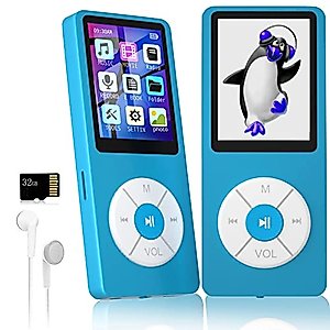 MP3 Player with 32GB TF Card,Built-in HD Speaker,Portable HiFi Music Player with Video/Voice Recorder/FM Radio/Photo Viewer/E-Book Player for Kids