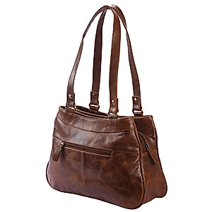 ROLANDO Dalia Women's Top-Handle Leather Handbag (Oily Brown)