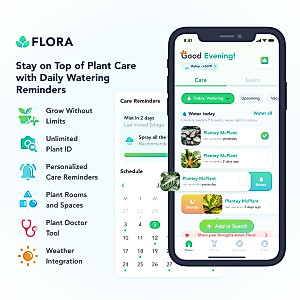 Flora Premium Plant Mister Spray Bottle Producing Gentle & Fine Mist for Precision Hydration, Dispersed Humidity & Moisture - Comes w App for Smart Plant Care - Plant ID, Plant Doctor Tool