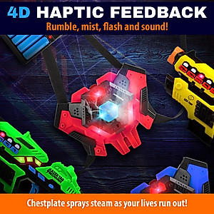 USA Toyz Rechargeable Laser Tag Game - 4pk Laser Tag Set with Guns and Vests, 4 Laser Tag Guns, 4 Lazer Tag Vests with FX, LEDs Outdoor Multiplayer Toy Shooting Games Laser Tag for Kids, Teens, Adults