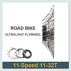 Rwlre Bicycle Freewheel,CNC Road Bike 12/11s Ultralight Freewheel 11-28/32/34/36t Bicycle Cassette Flywheel 12 Speed (Color : Silver 12S 11-34T)