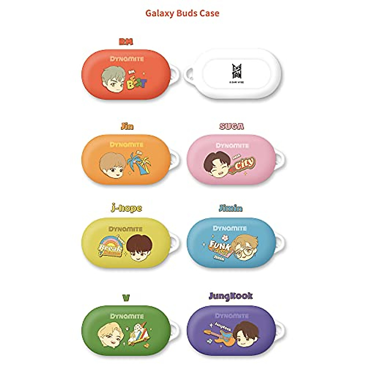 BTS Official TinyTan Dynamite 2D Colorful Series Hard Case for Samsung Galaxy Buds Licensed by Big Hit Entertainment (Jung Kook)