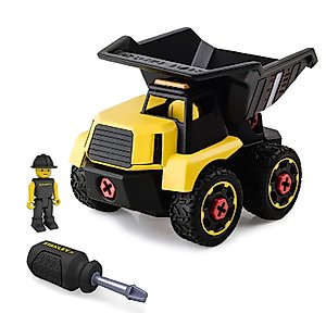 STANLEY Jr. Red Toolbox Stanley Jr - Take a Part Dump Truck, Yellow; Black