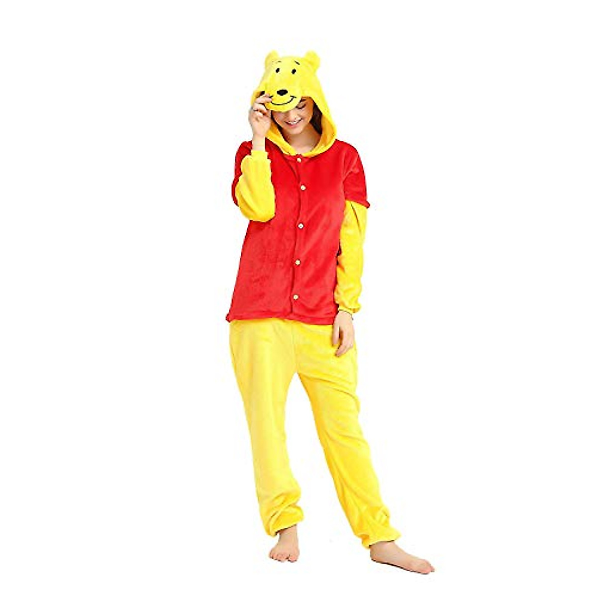 Adults Unisex Onesie Halloween Costumes Animals Sleeping Pajamas, Winnie the Pooh, X-Large