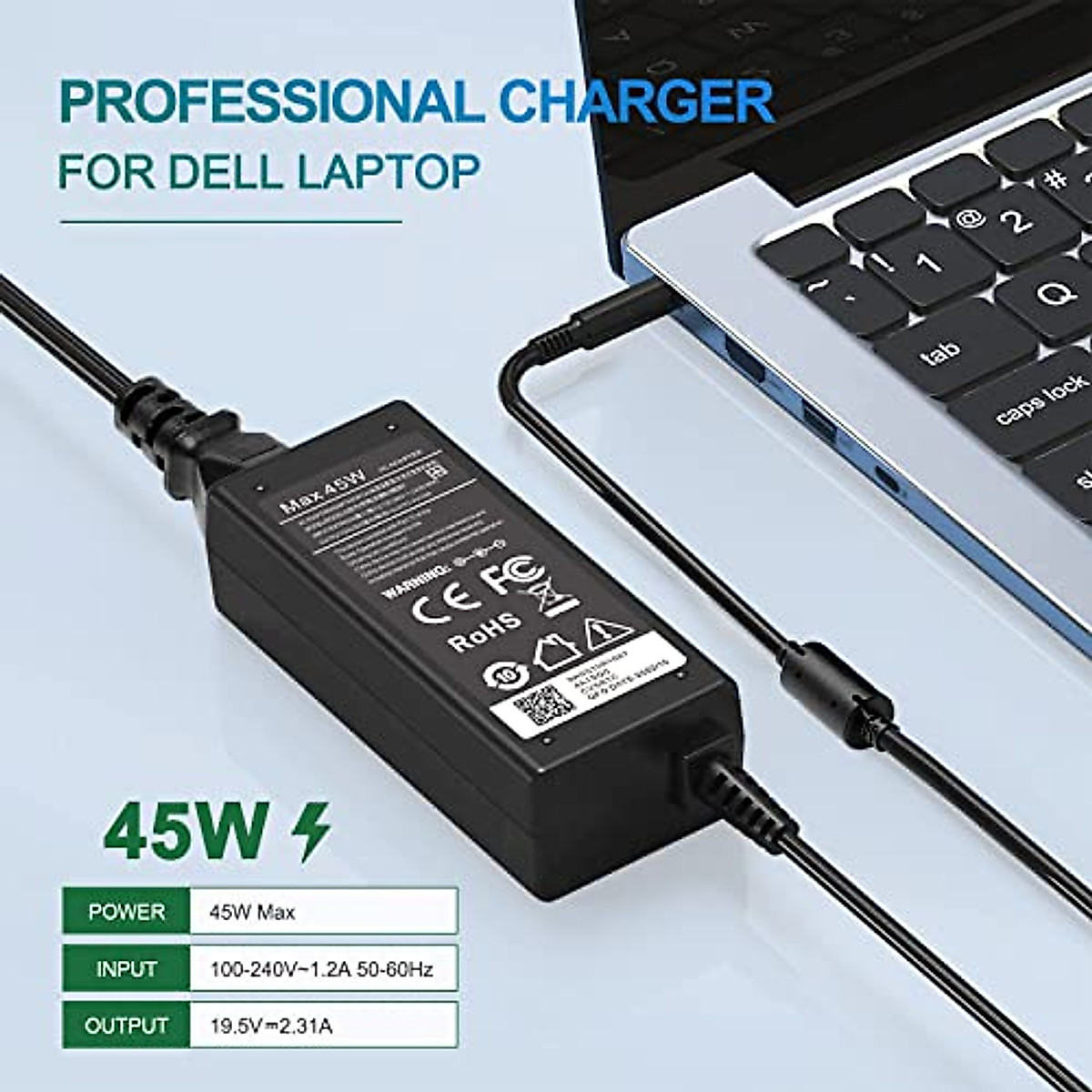 45W Charger for Dell Laptop Charger,AC Adapter for Dell Inspiron 15 3000 5000 Series 15-3552 3555 3558 3565 3567 5551 5552 5555 5558 5559 Laptop Power Supply Cord