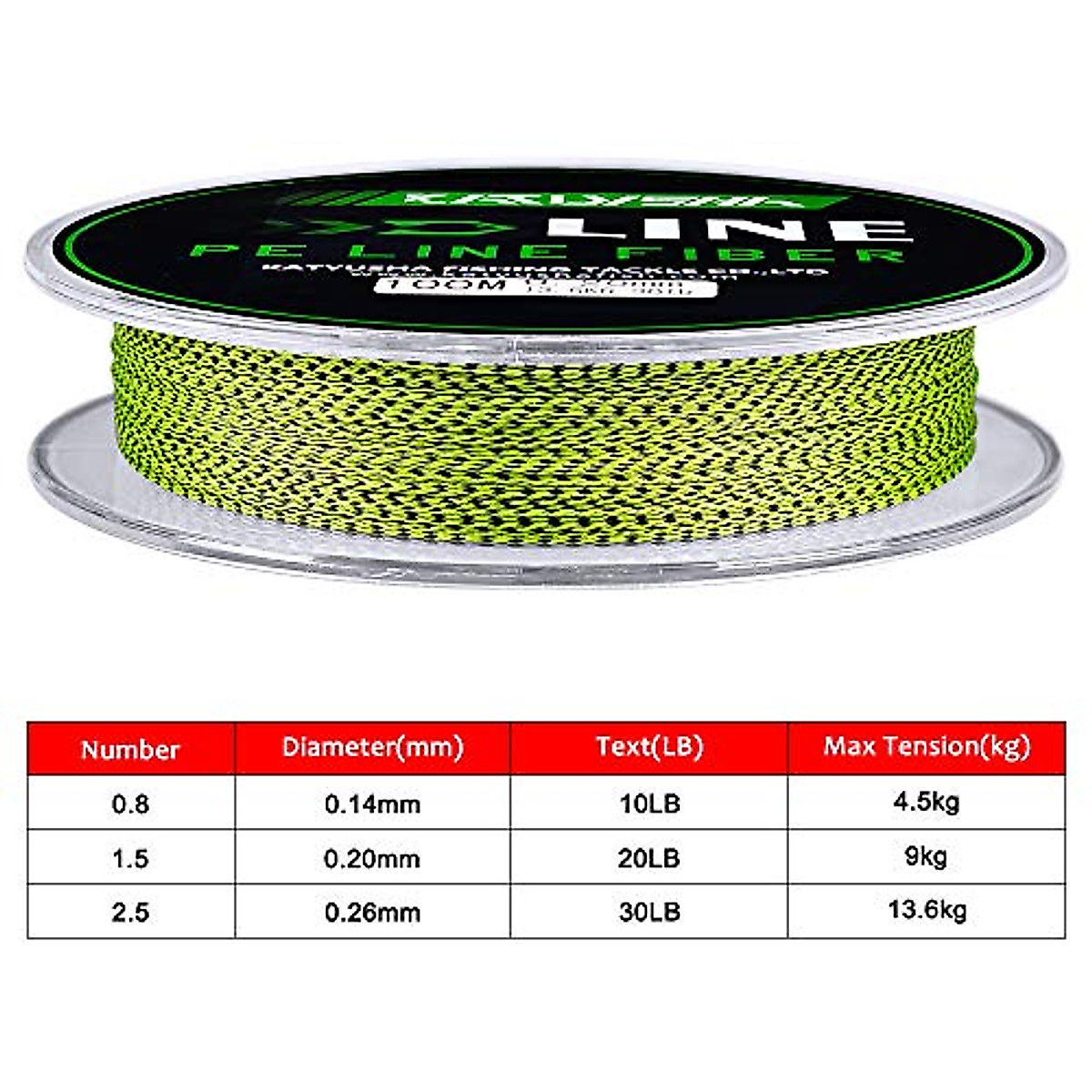 KATUYSHA Braided Fishing Line, Abrasion Resistant Zero Stretch Braided Lines 4 Strands Super Strong Superline 10Lb Test 109 Yards