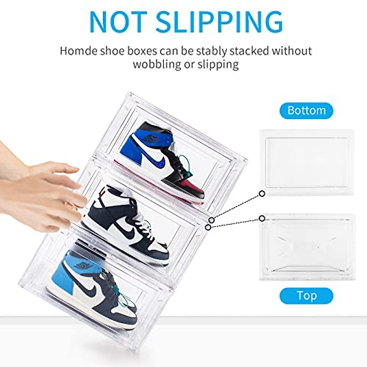 TABINBOX Clear Plastic Shoe Boxes, Stackable Shoe Cases, Clear Sneaker Storage Organizer(4 Pack)