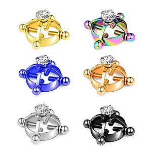 Caiyao 2Pcs Fake Non-Piercing CZ Nipple Rings Nipple Shield Rings Adjustable Pressure Nipple Rings Stainless Steel Nipple Shield Rings-C Colorful