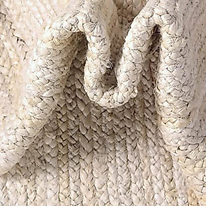 Avgari Creation RUG Jute Natural Hand Braided Rug Rectangle White Handmade Natural Fiber Area Carpet Kitchen, Hallway Rugs For Living-90x150 CM