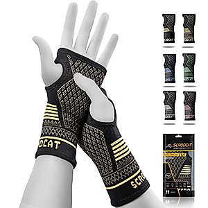 Scrodcat Copper Wrist Compression Sleeves (1 Pair) Breathable and Comfortable Carpal Tunnel Wrist Brace for Arthritis, Tendonitis, Sprains, Workout Wrist Support for Women and Men (M)