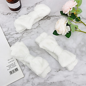 Ondder Spa Headband for Washing Face 8 Pack White Skincare Headbands for Women Girls Terry Cloth Cute Bow Head Bands for Makeup