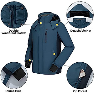 GOLDEN CAMEL Men's Winter Ski Jacket Mountain Snow Coats Waterproof Detachable Hood Windproof Fleece Rain Jackets