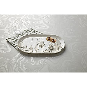 Mud Pie Stoneware White Christmas Tree Serving Platter