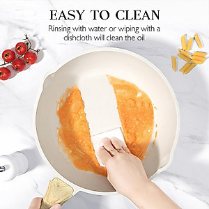 GiPP Nonstick Deep Frying Pan - 11 Inch Saute Pan with Lid Granite Induction Cookware, 4.5Qt Non Stick Woking Pan Skillet, PFOA PFOS APEO Free, White