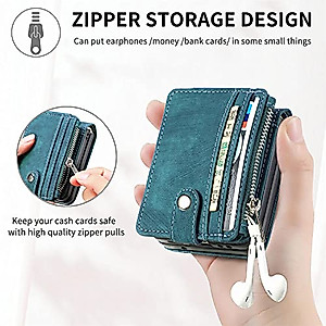 Detachable Retro Leather Zipper Wallet Folding Case for Samsung Galaxy Z Flip 4 5G Flip4 Flip3 2 in1 Cards Holder Phone Cover,Black,for Samsung Z Flip 3