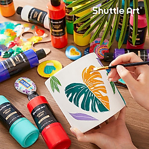 Acrylic Paint, Shuttle Art 24 Colors Acrylic Paint Bottle Set, 250ml/8.45oz Each, Rich Pigments, High Viscosity, Bulk Paint for Artists, Beginners and Kids Painting on Rocks Crafts Canvas Wood Ceramic