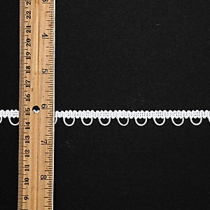 eJoyce 4-Yards Petite Braid Trim with Elastic Button Loop for Costume, Crafts and Sewing, TR-12155 (White)