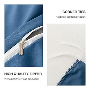 UlikTree Navy Duvet Cover Full Size - Soft Microfiber 3 Pieces Bedding Sets with 2 Pillow Sham, Breathable Comforter Cover with Zipper Closure & Corner Ties (Navy Blue, Full Size)