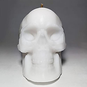 White spell skull candle for purity and strength (gift, witches, witch, figure, aessthetic, skeleton, goth, spooky, ritual, fireplace, decorations, bloody, brain, spiritual, weird, satanic, drip)