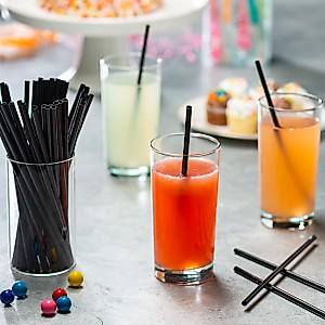 Comfy Package, [500 Count] Disposable Plastic Drinking Straws - 7.75" High - Black