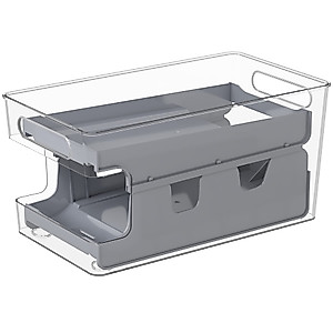 UDEAR Stackable Soda Can Dispenser Rolling Pop Cans Organizer for Refrigerator Fridge Storage for 8 Drink Cans,Grey