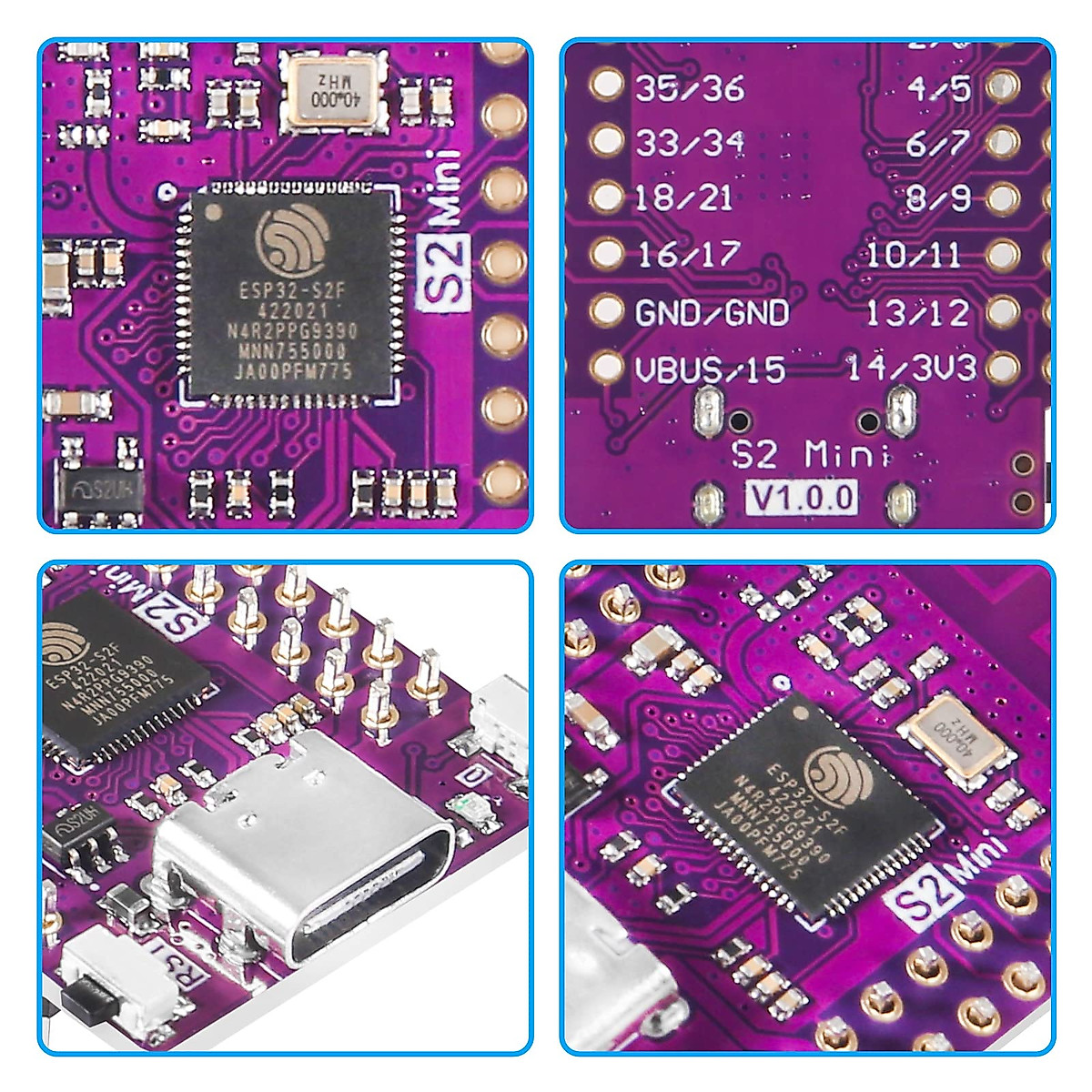 MELIFE 3pcs ESP32 S2 Mini WiFi Board Based ESP32-S2FN4R2 ESP32-S2 4MB Flash Type-C Connect Compatible with MicroPython