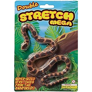 WARM FUZZY toys (1) Mega Stretch Snake Toy| Stretches to 5 Feet | 2 Assorted Styles of Realistic Snake Toys Great for Pranks, Party Favors, Easter Basket for Kids, Small Classroom Prizes
