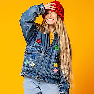 PAGOW 24 Pcs Flower Iron on Patches, Cute Daisy Flower Applique Patch, Sew On Embroidered Applique Sewing Patches for Bags, Jackets, Jeans, Clothes DIY Patches, 1.57x1.57inch (W*H), 12 Colors