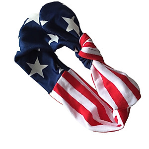 Qin.Orianna 4th of July Toddler Baby Girl American Flag Tassel Romper with Headband (0-6M/Small, Red)