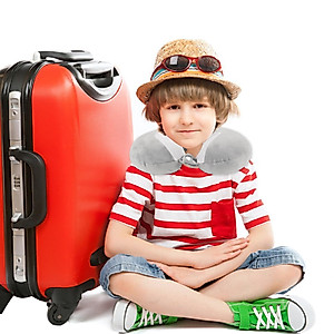 Travel Pillow, Kids Travel Pillow with Sleep Eye Mask Soft Memory Foam Kids Neck Pillow for Boys & Girls, Travel Accessories for Car Airplane Traveling - Shark