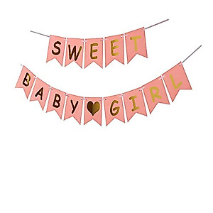 Sweet Baby Girl Party Banner,Baby Shower Decorations for Girl,Baby Party Suppliesr Gifts with Pink Shower Banner