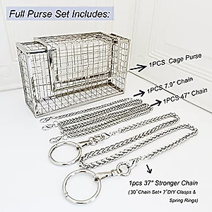 JUBOO PARADISE Women Cage Metal Evening Clutch Purse, Silver Crossbody Shoulder Bag for Women with Strong Chain Strap (Silver)