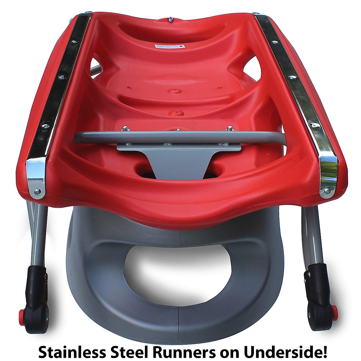 Flexible Flyer Portable Snow Stroller Baby Sled. Toddler Boggan Infant Sleigh, red, 33 x 14 x 17 inches