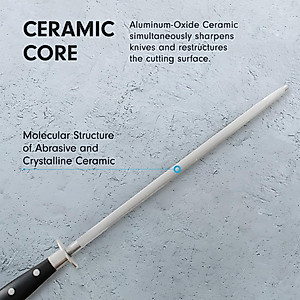 Messermeister 12” Ceramic Sharpening Rod - Knife Sharpener - Fine 1200 Grit - Ceramic Core, Large Sharpening Surface & Soft-Grip Handle