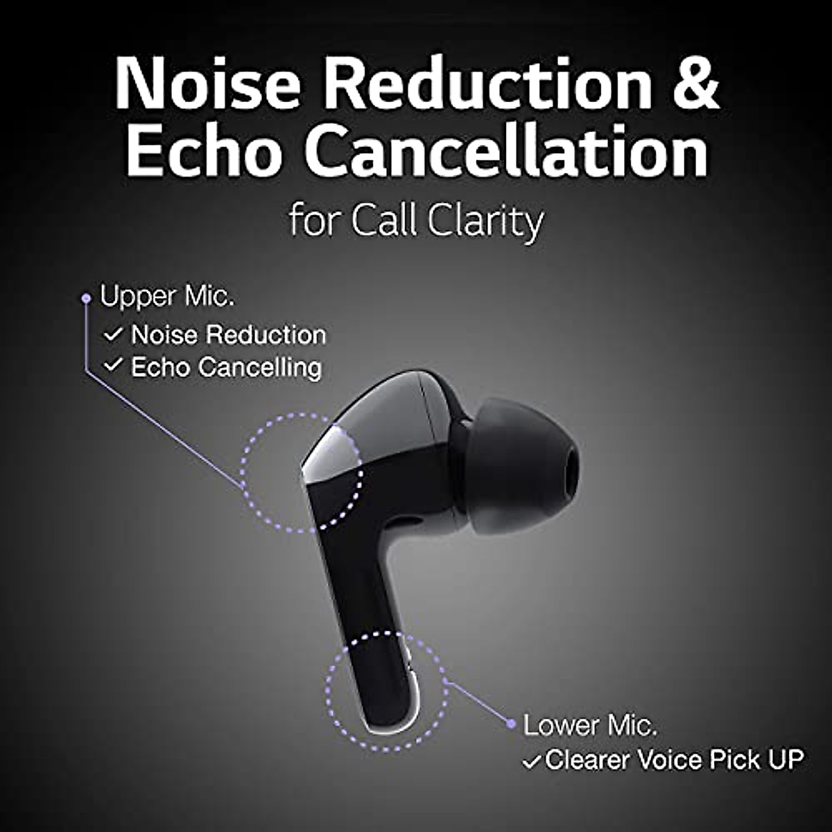 LG TONE Free HBS-FN6 Bluetooth Wireless Stereo Earbuds - Black (Renewed)