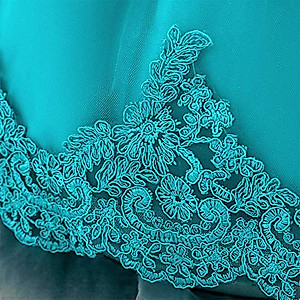 IMEKIS Toddler Girl Christening Baptism Gowns with Headband Bowknot Pageant Wedding Birthday Kids Princess First Communion Dresses Baby Dedication Dress Blessing Outfit Xmas Party Teal 12-18 Months