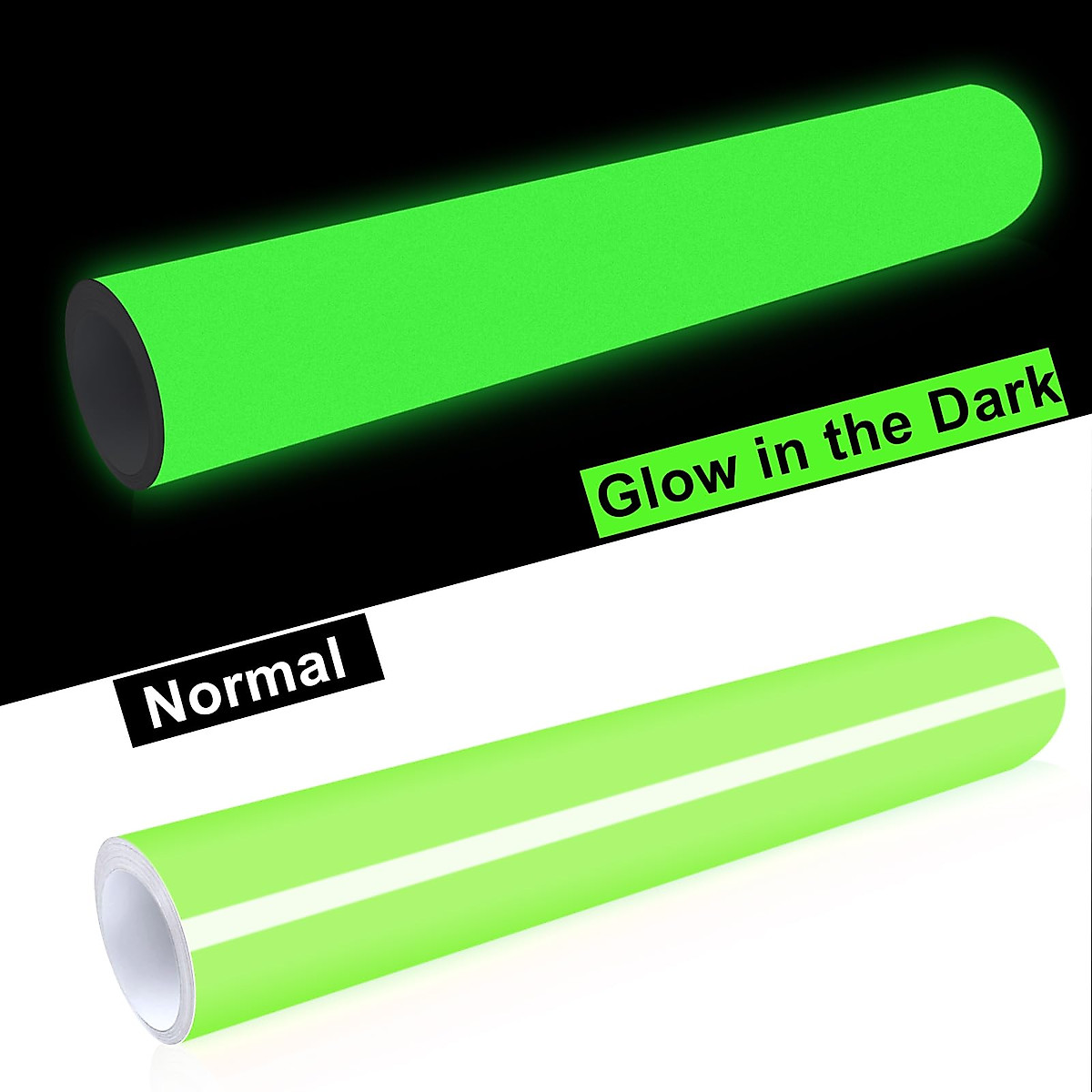 WRAPXPERT Glow in The Dark Permanent Vinyl Roll, Lime Green Glow in The Dark Vinyl for Wrap,Stickers,Decal,Lettering,12" x5ft