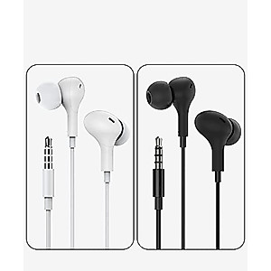 3.5mm Earbuds Wired Earphones In Ear Headphones w Microphone Compatible with Samsung Galaxy A13 A12 A03s A02s A52 A11 A10e S10 S9, Moto G Power G Stylus G Pure, Blu G91 F91 TCL A3 10 SE Nokia (Black)