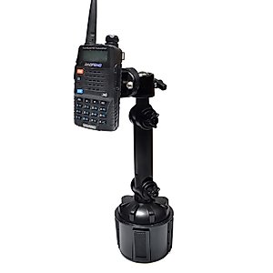 HYSHIKRA Walkie-Talkie Car Holder, Adjustable Car Cup Mount Installation for Baofeng UV5R Retevis Midland Motorola Talkabout Handheld Radio