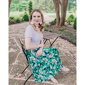 Statement Drop Earrings Double Round Disk Seed Bead Stud Earrings Bohemian Beaded Round Earring For Women (Gold)