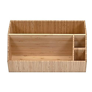MobileVision Bamboo Desktop All-In-One Organizer for File Folders, Notepads, Pens, Stationary Items, Small Electronics and more