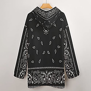 Wearable Blanket Hoodie, Classic Bandana Print Paisley Fuzzy Soft Oversized Blanket Sweatshirts for Women Men, Large Warm Cozy Plush Fleece Hooded Blankets with Pocket for Adults Teens