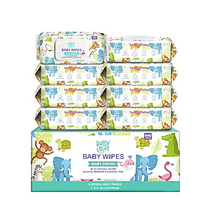 Baby Wipe - HAPPY BUM Baby Wet Wipes, Baby Water Wipes Unscented, 8 Packs, 640 Count