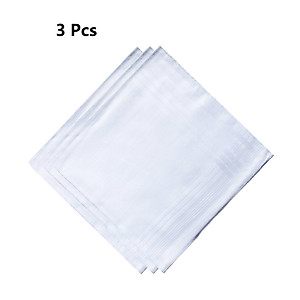 Men's Handkerchiefs 100% Cotton Solid White Hankies Set