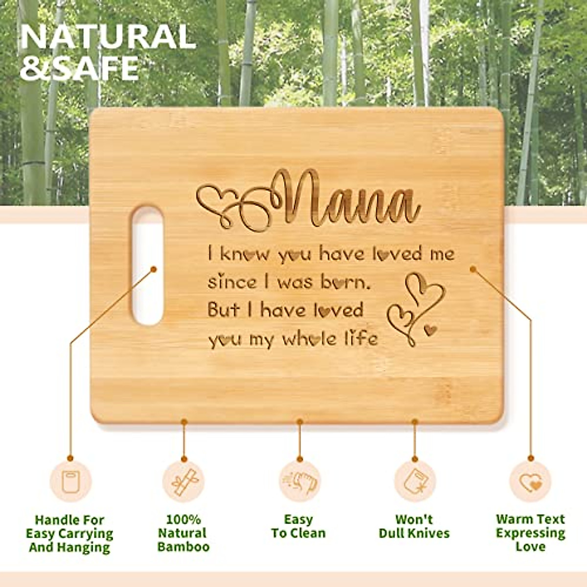Nana Gifts, Nana Mothers Day Gift, Nana Gifts from Grandkids - Personalized Cutting Board, Nana Birthday Gifts, Nana Kitchen Gifts for Mothers Day Christmas (8.5 x 11 inch)