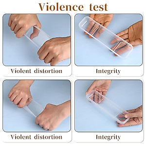 2Pcs Simple Utensil Holder with Lid, Portable Travel Tableware Storage Box Case for 8in Cutlery Flatware, Foldable Plastic Silverware Holder Travel Chopstick Case Spoon Case Fork Holder for Lunch Box