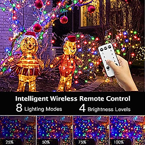 YILINM Christmas Lights Outdoor 1000 LED 405FT Green Wire Waterproof Christmas Tree Lights with Remote & Timer 8 Modes for Xmas Tree House Garden Yard Party Decorations(Multicolor)