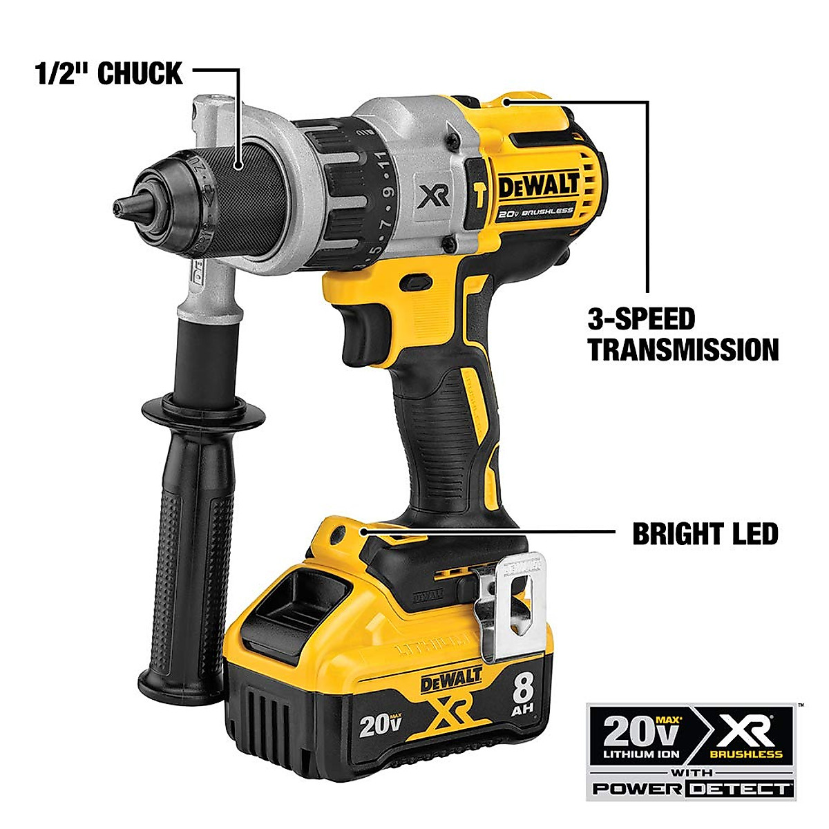 DEWALT 20V MAX* XR Cordless Drill Combo Kit, Hammer Drill & Impact Driver, Power Detect Technology (DCK299D1W1)